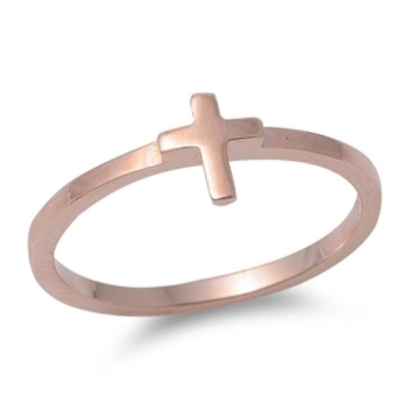 Jewelry | Rose Gold Cross Ring | Poshmark